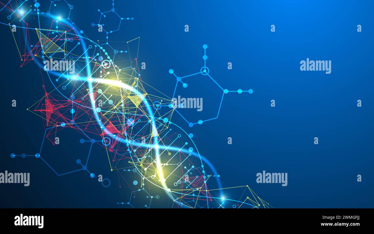Scientific and technological background. Abstract image of DNA molecule ...