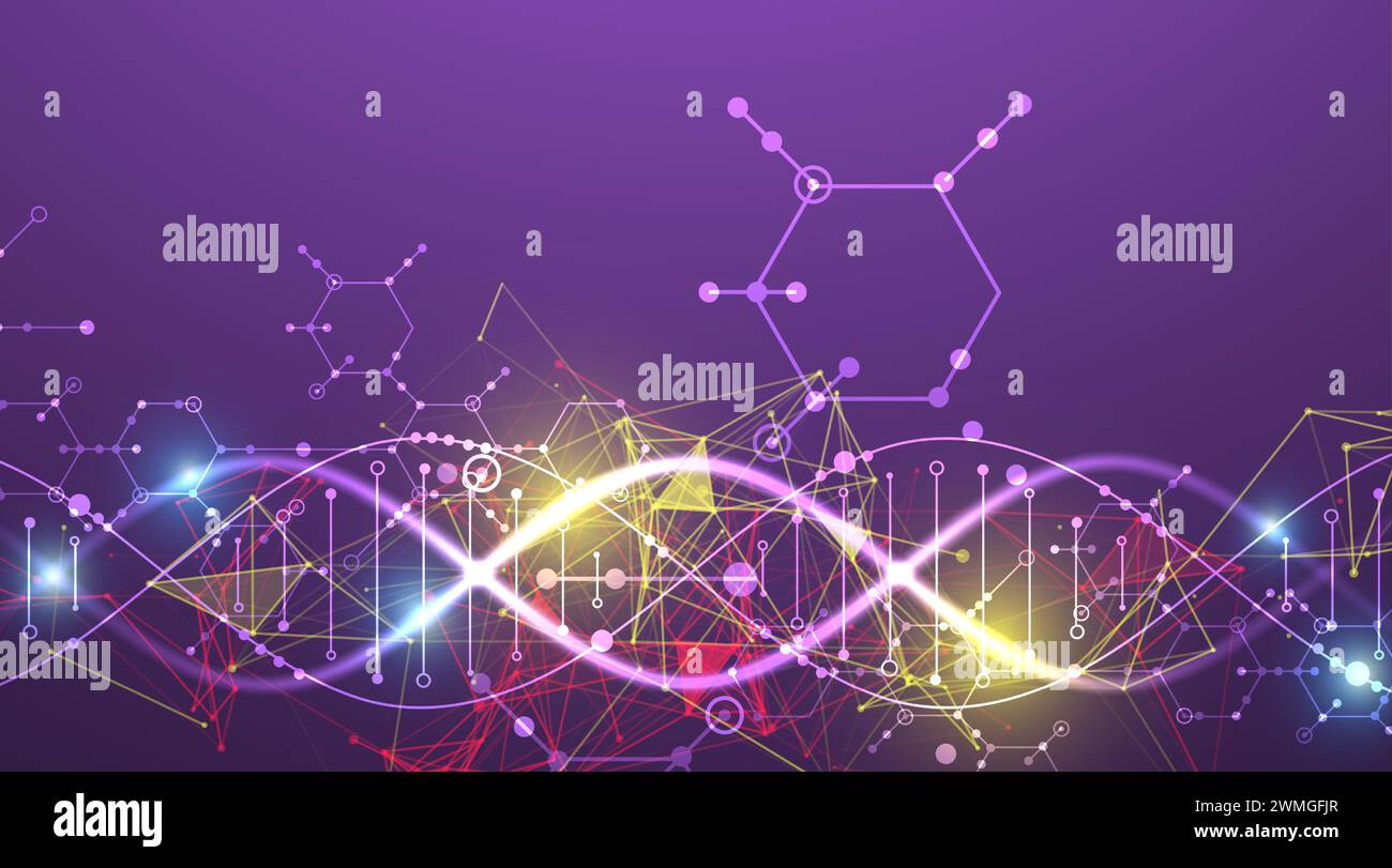 Scientific and technological background. Abstract image of DNA molecule. Vector illustration ...