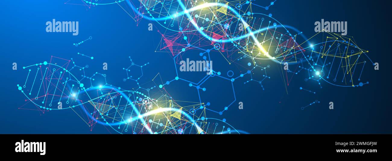 Scientific and technological background. Abstract image of DNA molecule ...