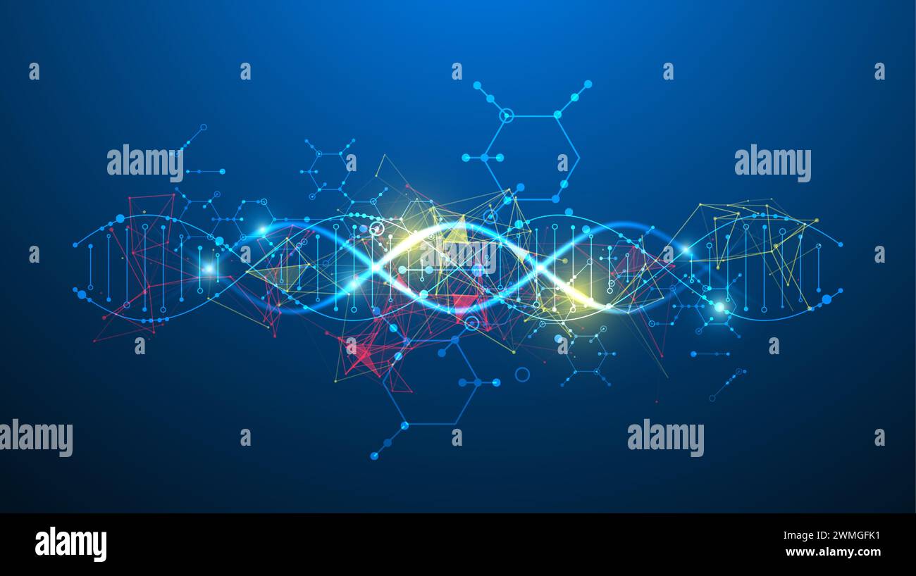Scientific and technological background. Abstract image of DNA molecule ...