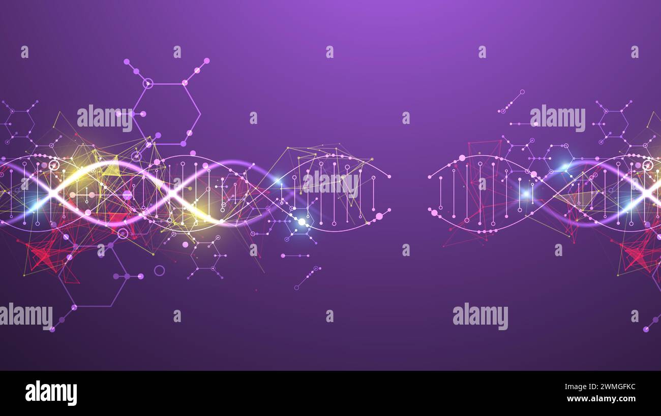 Scientific and technological background. Abstract image of DNA molecule ...