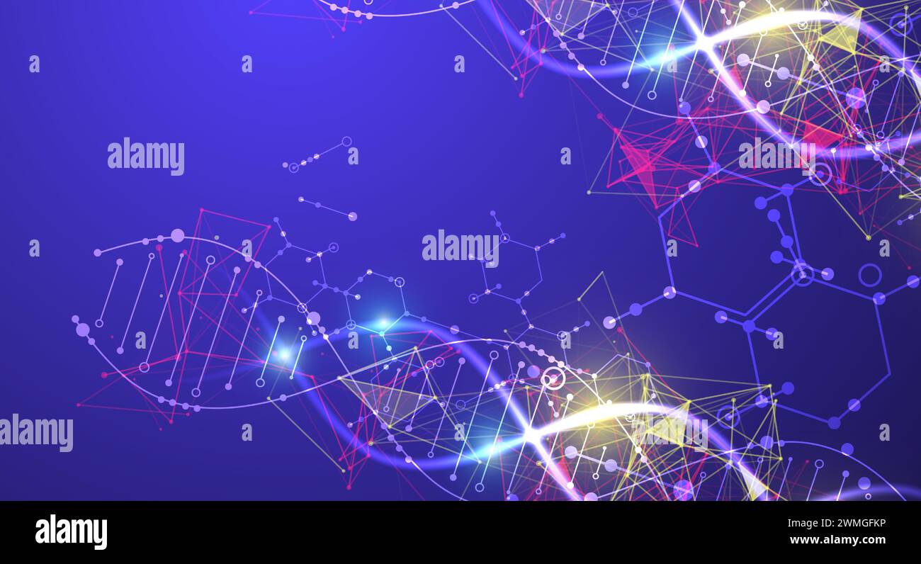 Scientific and technological background. Abstract image of DNA molecule. Vector illustration ...