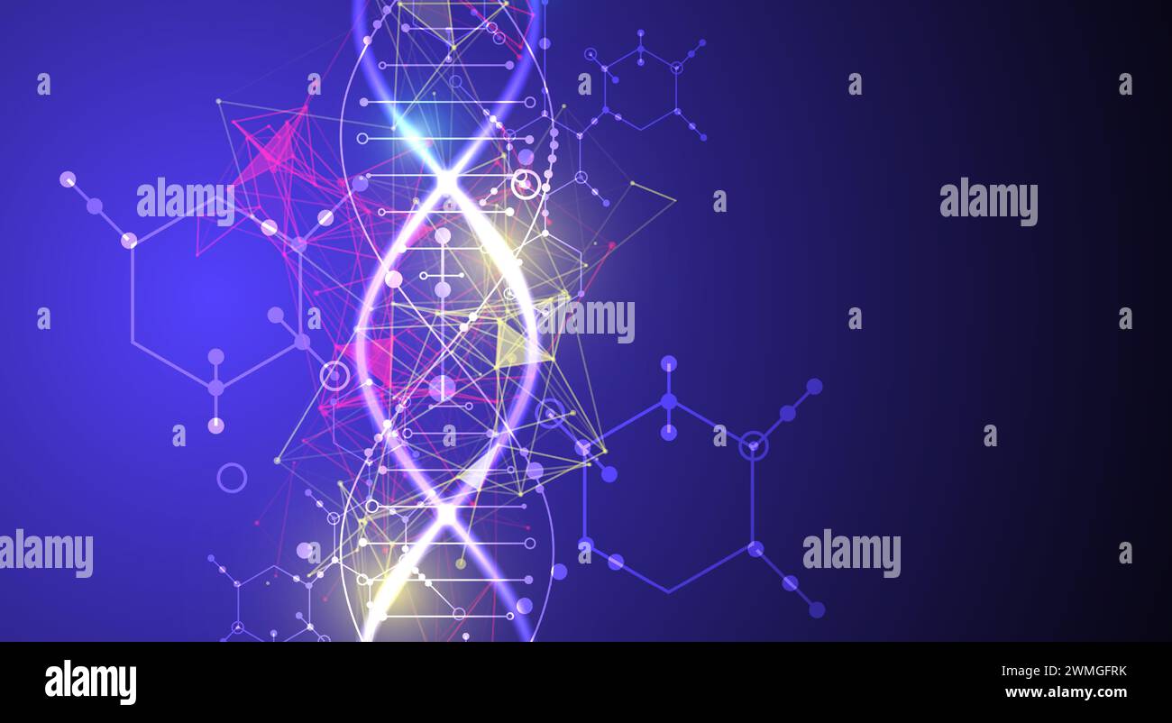 Scientific and technological background. Abstract image of DNA molecule ...
