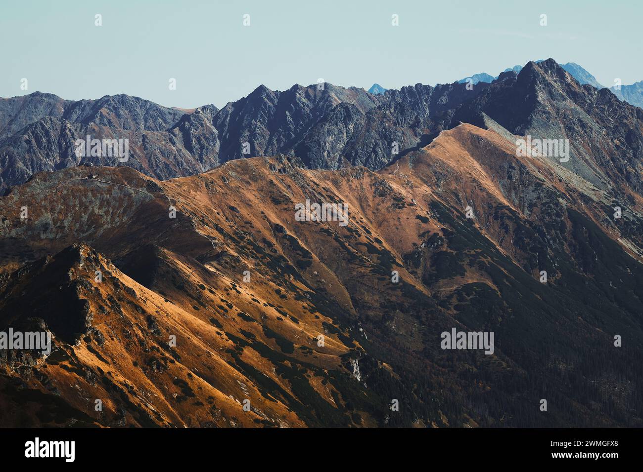 Mountain landscape in Tatra National Park in Poland. Popular tourist ...