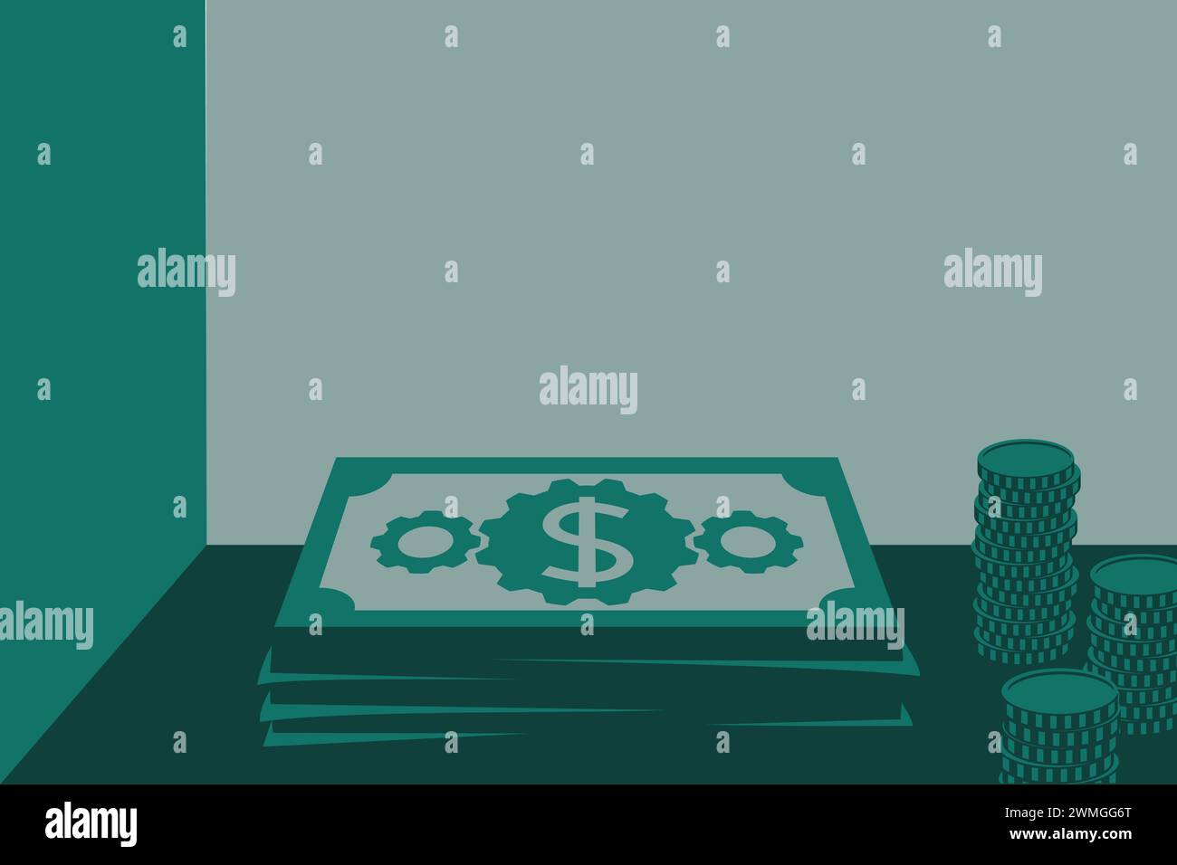 Flat design illustration of economy and mechanism Stock Photo - Alamy