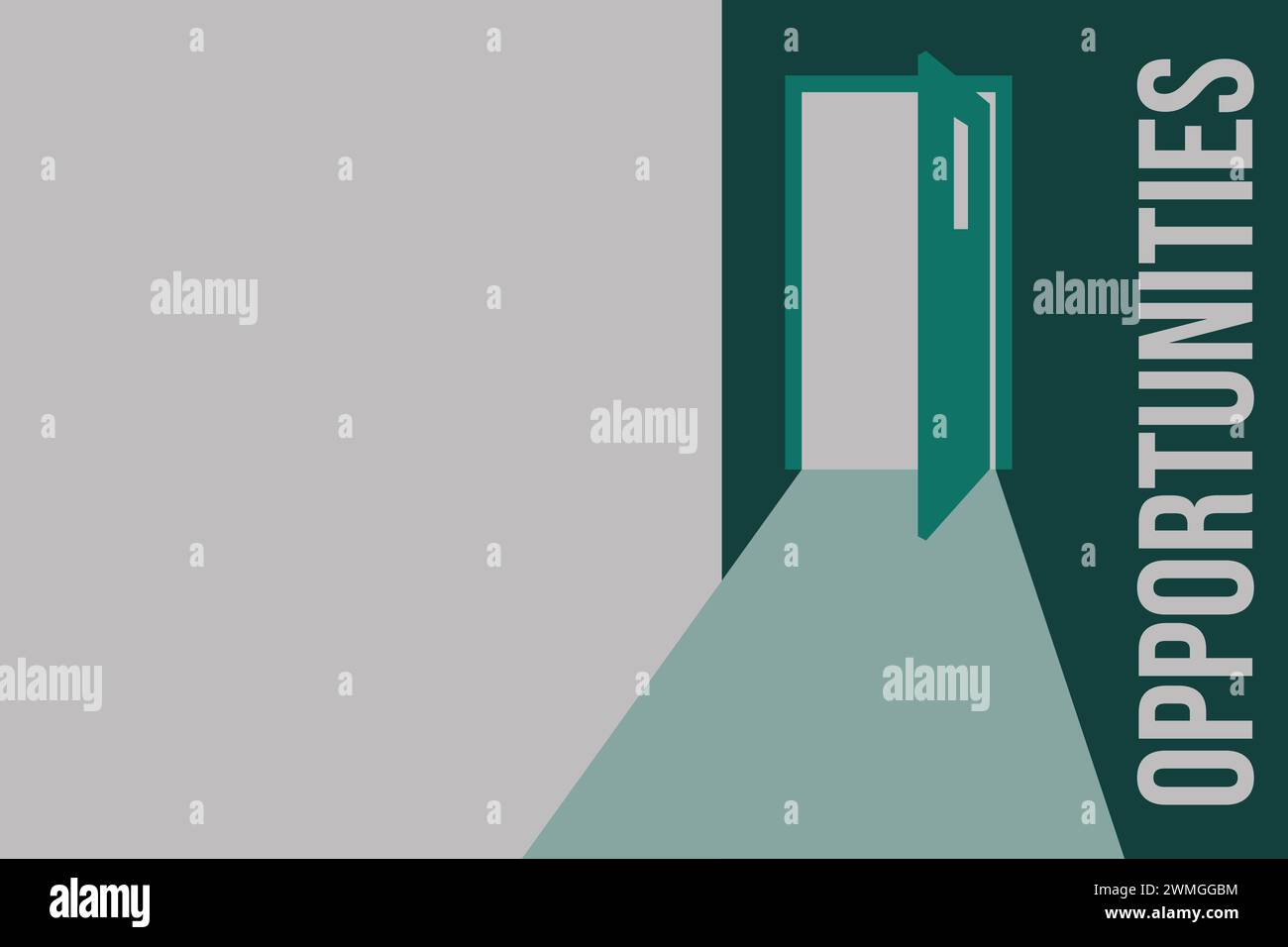 The door is open infographic with text space. Design template for ...