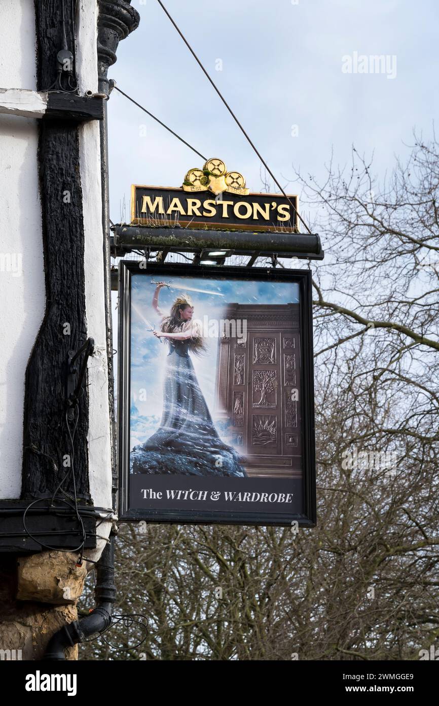 Marston's The Witch & Wardrobe pub sign, Waterside North, Lincoln City ...