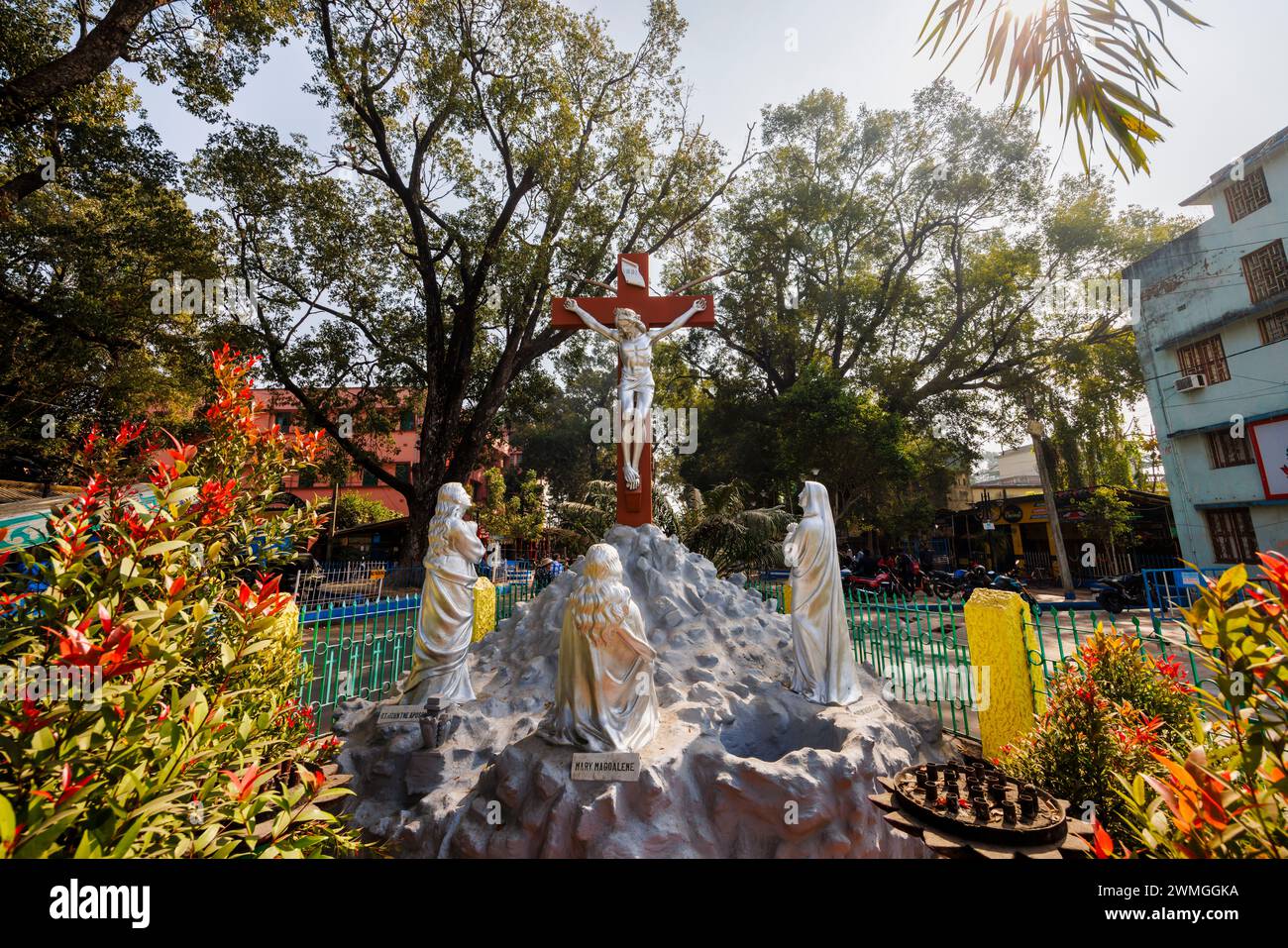 Sculpture of the crucifixion in The Calvary, Sacred Heart Church, a ...