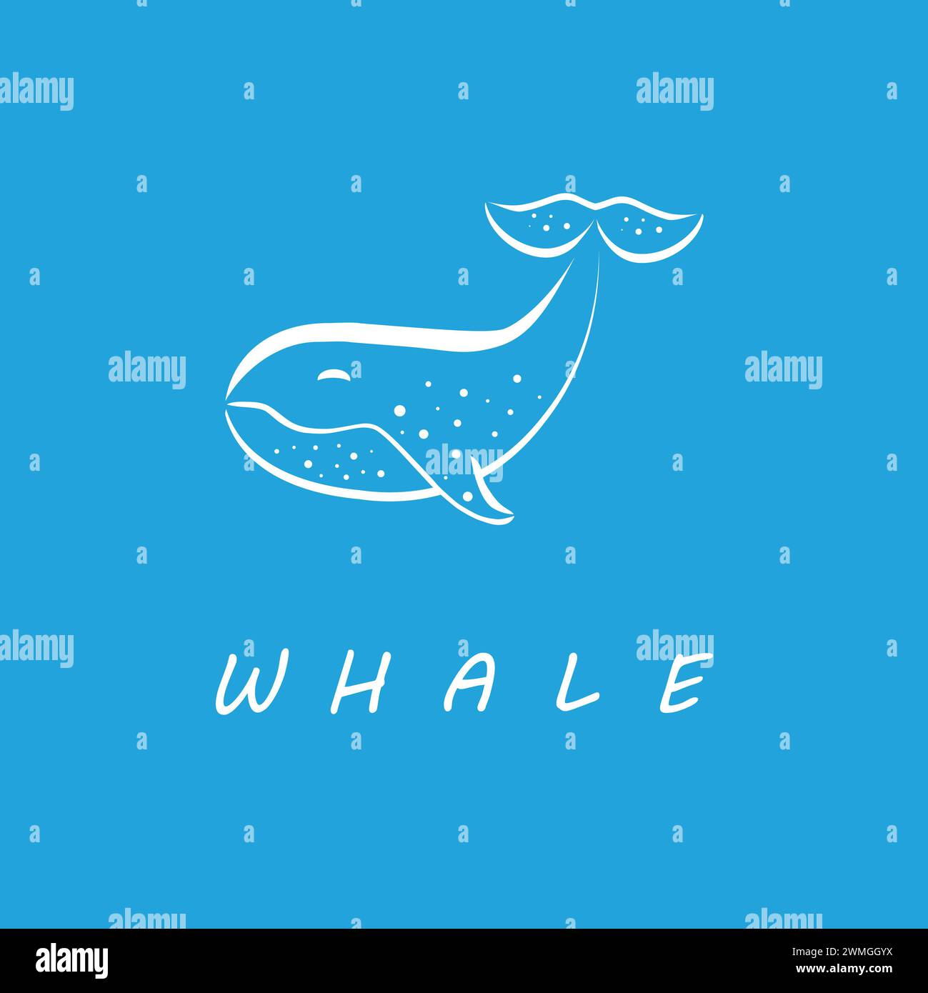 White whale floating in sea. Whale logo illustration. For app, web ...