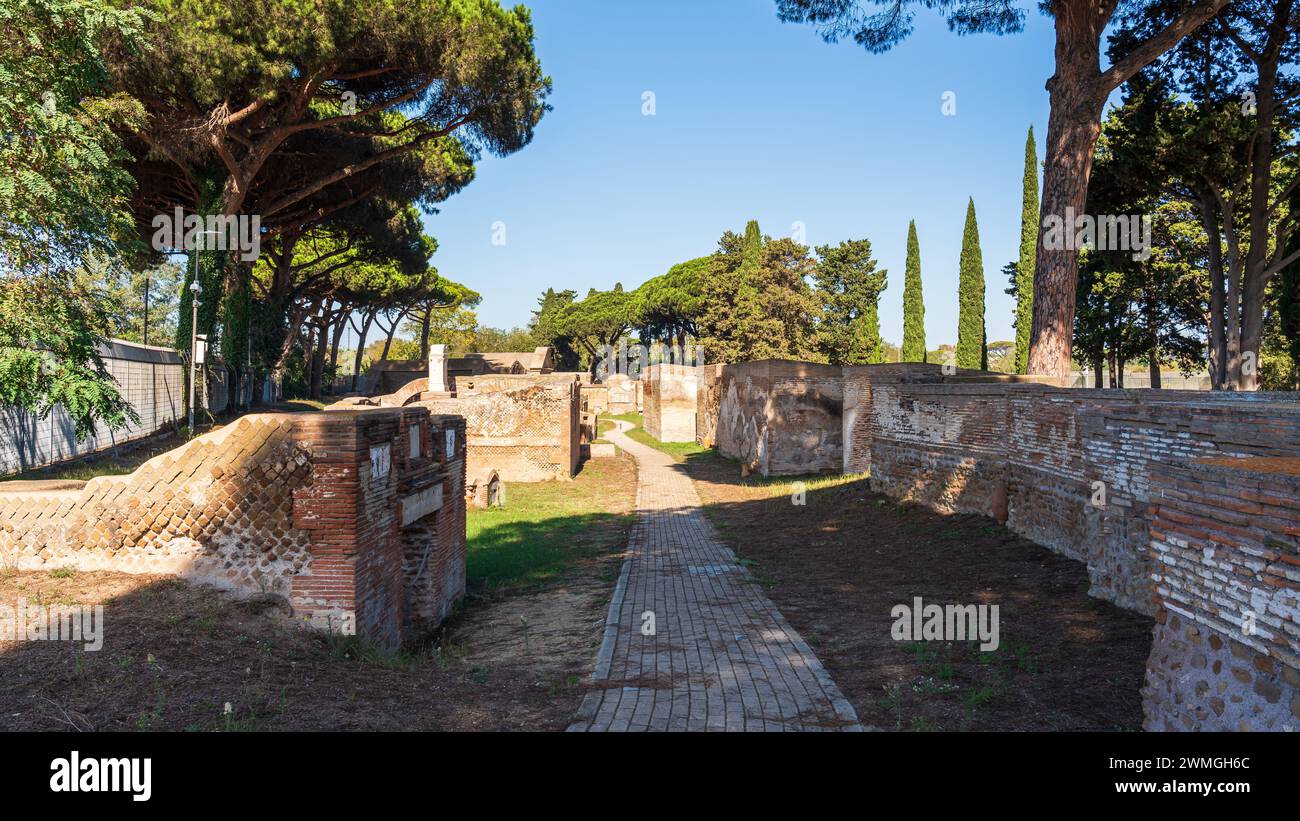 Path through archeological site in Fiumicino area in Italy Stock Photo ...