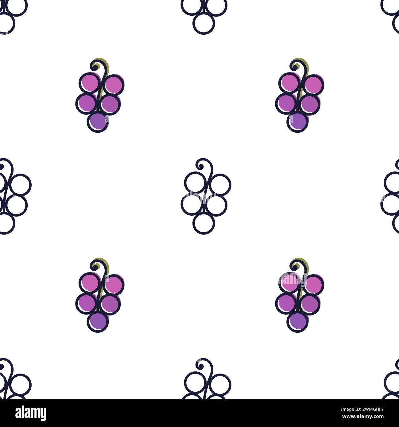 Grape icon seamless pattern on white background for typography ...