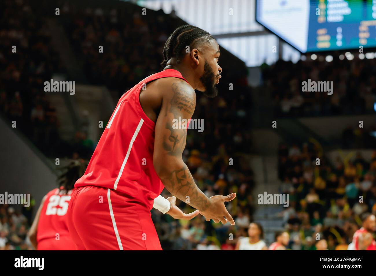 WACO, CA - FEBRUARY 24: Houston Cougars guard Jamal Shead (1) holds his ...