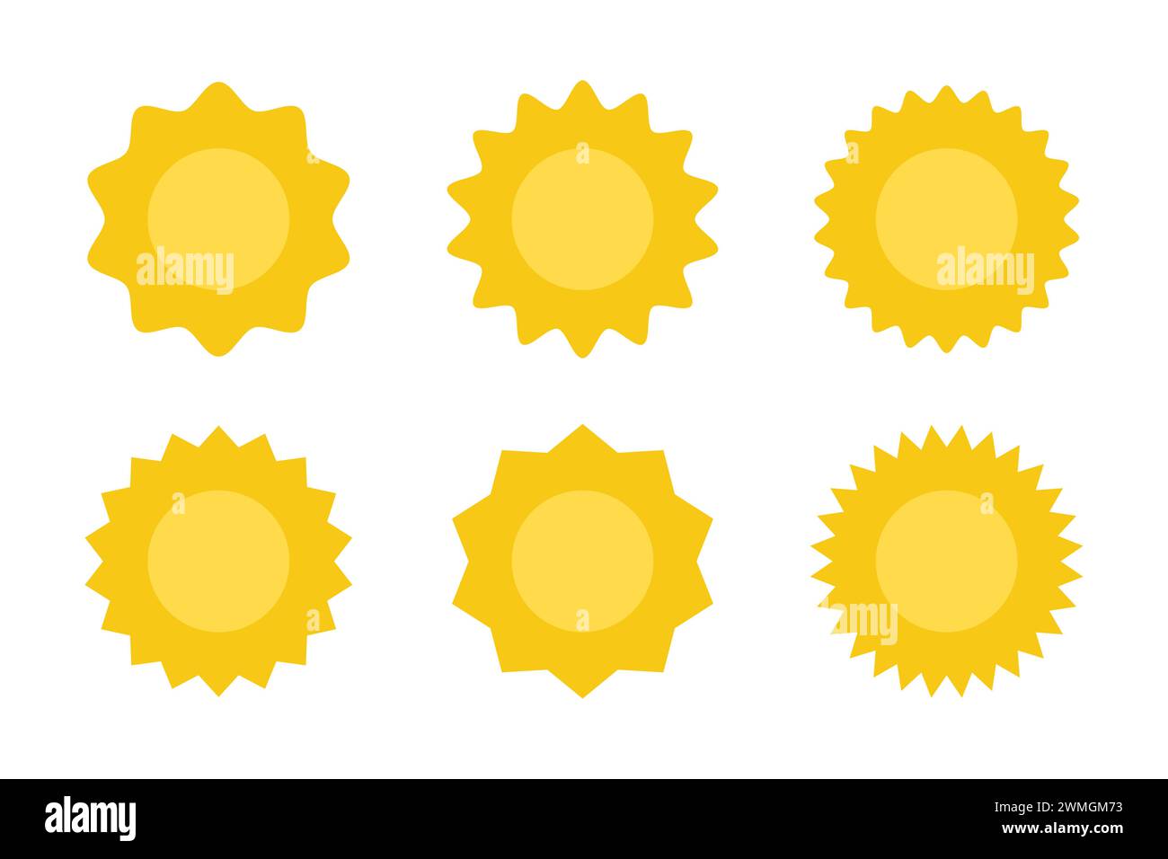 Set sun icons. Yellow sun star icons collection Stock Vector Image ...