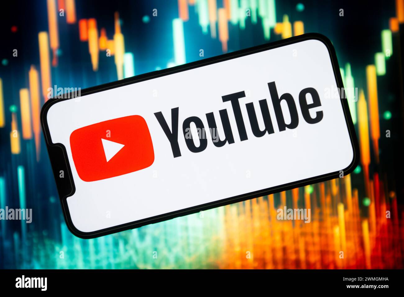 In this photo illustration a YouTube logo seen displayed on a smartphone. (Photo by Mateusz ...