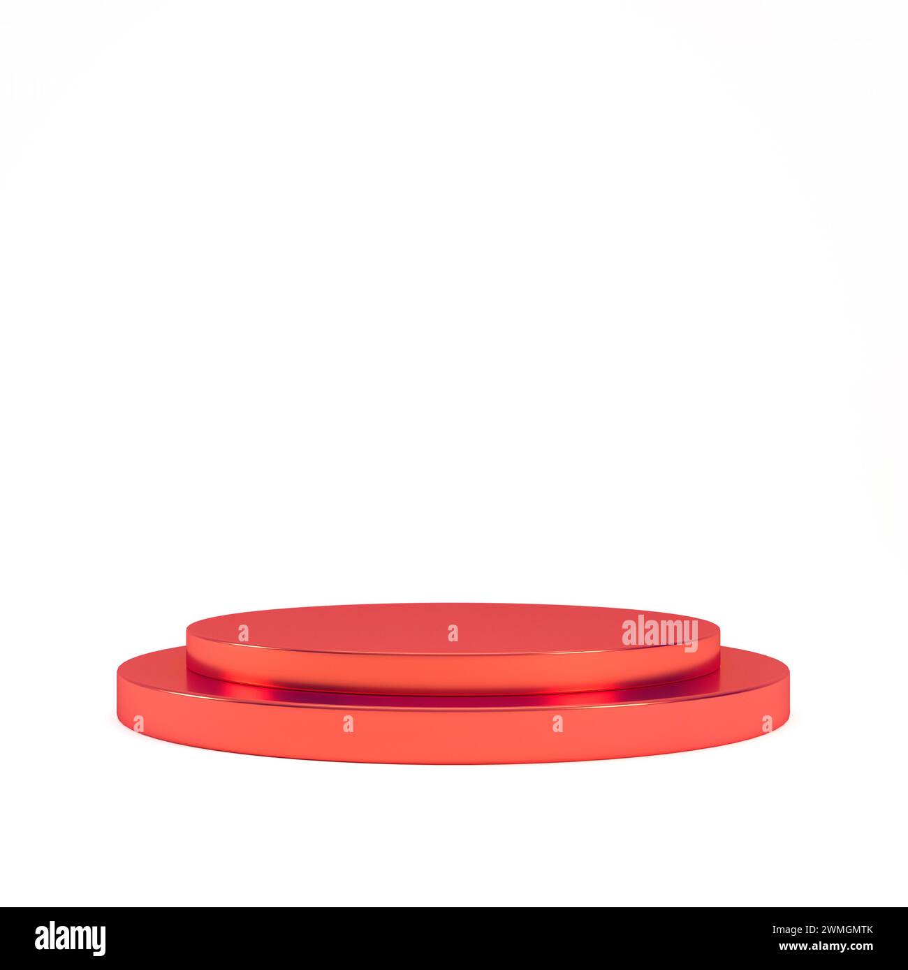 Shiny red podium isolated on white background, red pedestal for product ...