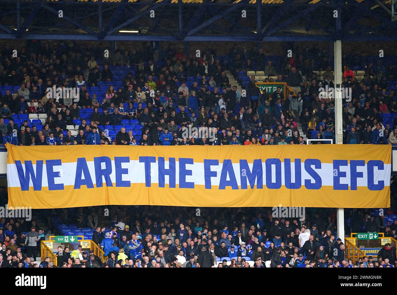 File photo dated 05-08-2023 of A general view of an Everton banner in ...