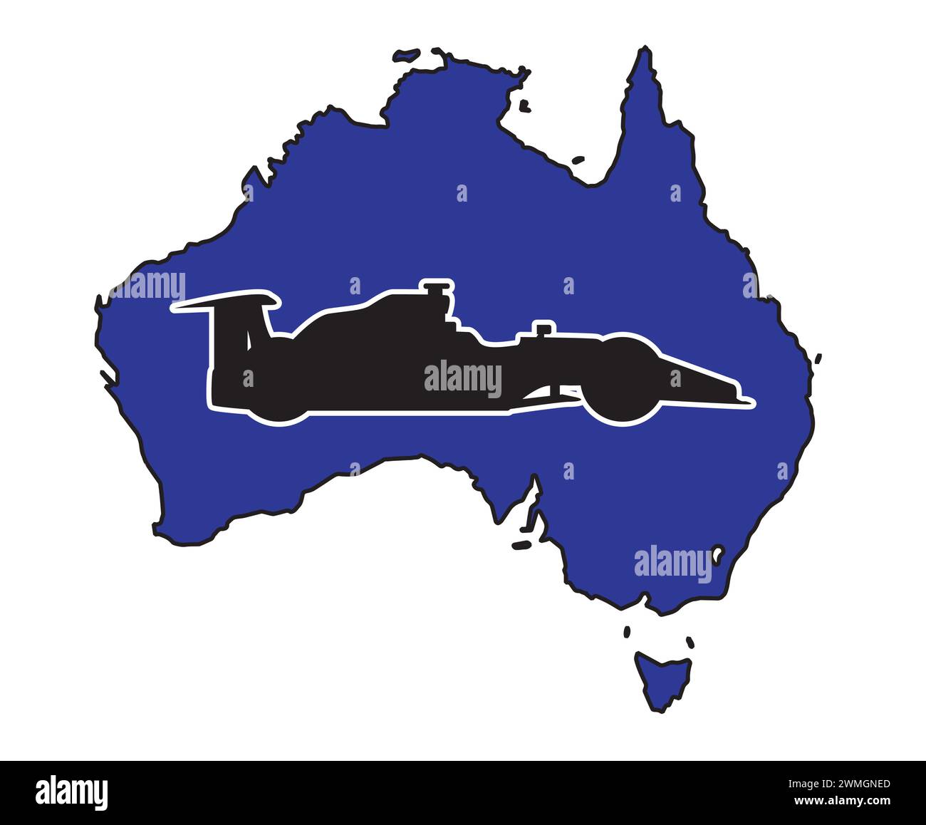 A silhouette map of Australia in the colors of the Australiannational ...
