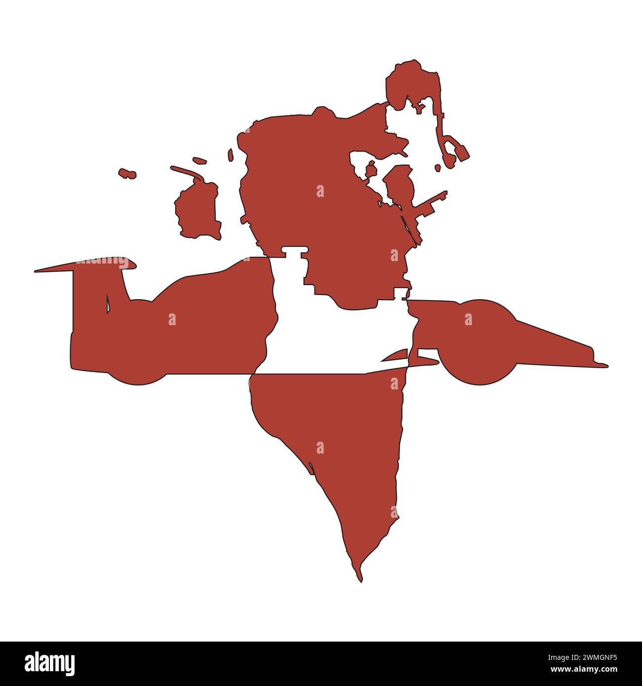 silhouette map of the Arab League country of Bahrain in the colors of ...