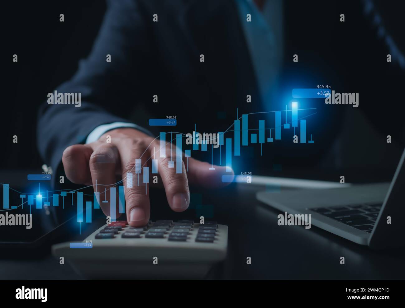 Businessman showing growing chart hi-res stock photography and images ...