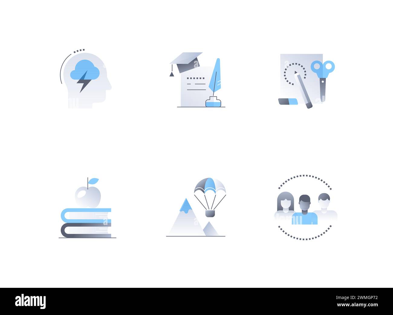 Knowledge and learning - flat design style icons set Stock Vector Image ...