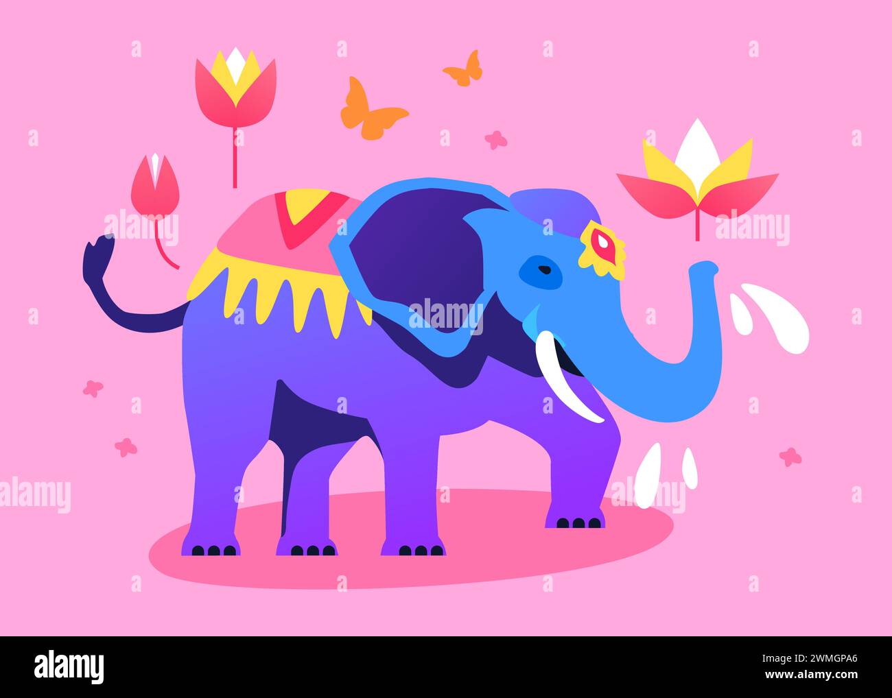 Big Indian Elephant - modern colored vector illustration Stock Vector ...