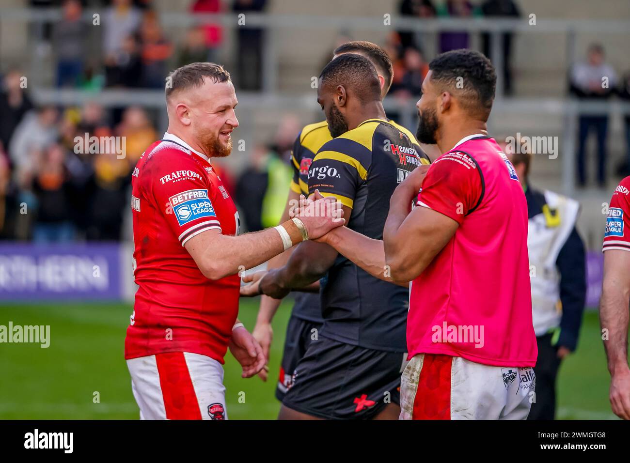 Brad Singleton handshake with King Vunyayawa post match. Salford, UK ...