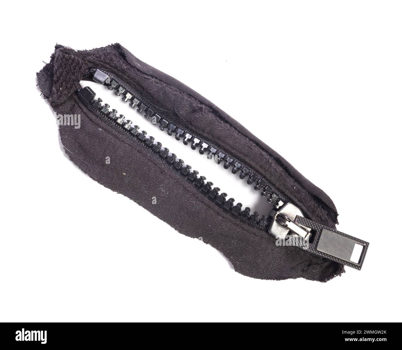 Cut-out piece of black fabric with a zipper, isolated Stock Photo - Alamy