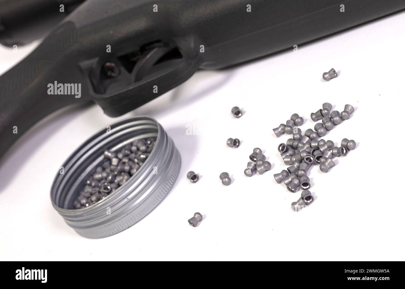 Part of an air rifle ready to receive a pellet, isolated Stock Photo ...