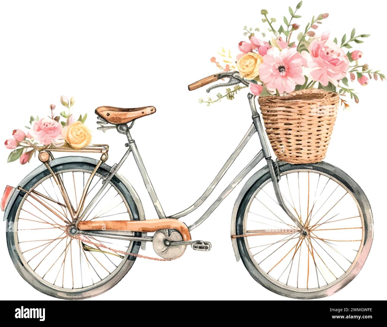 White bicycle basket in front Stock Vector Images - Alamy