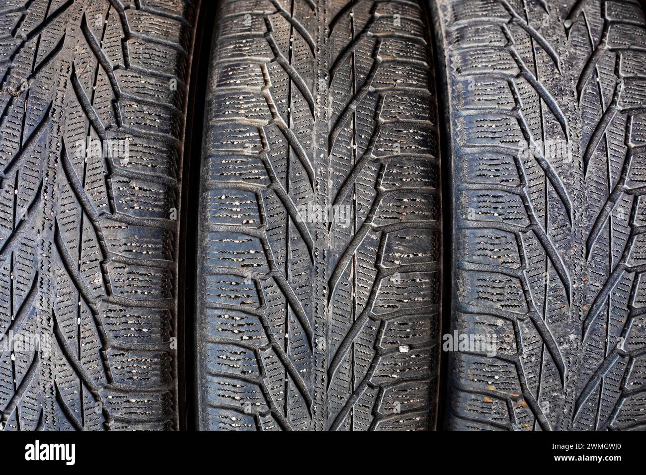 close-up of winter tire wheel tread. Road safety Stock Photo - Alamy