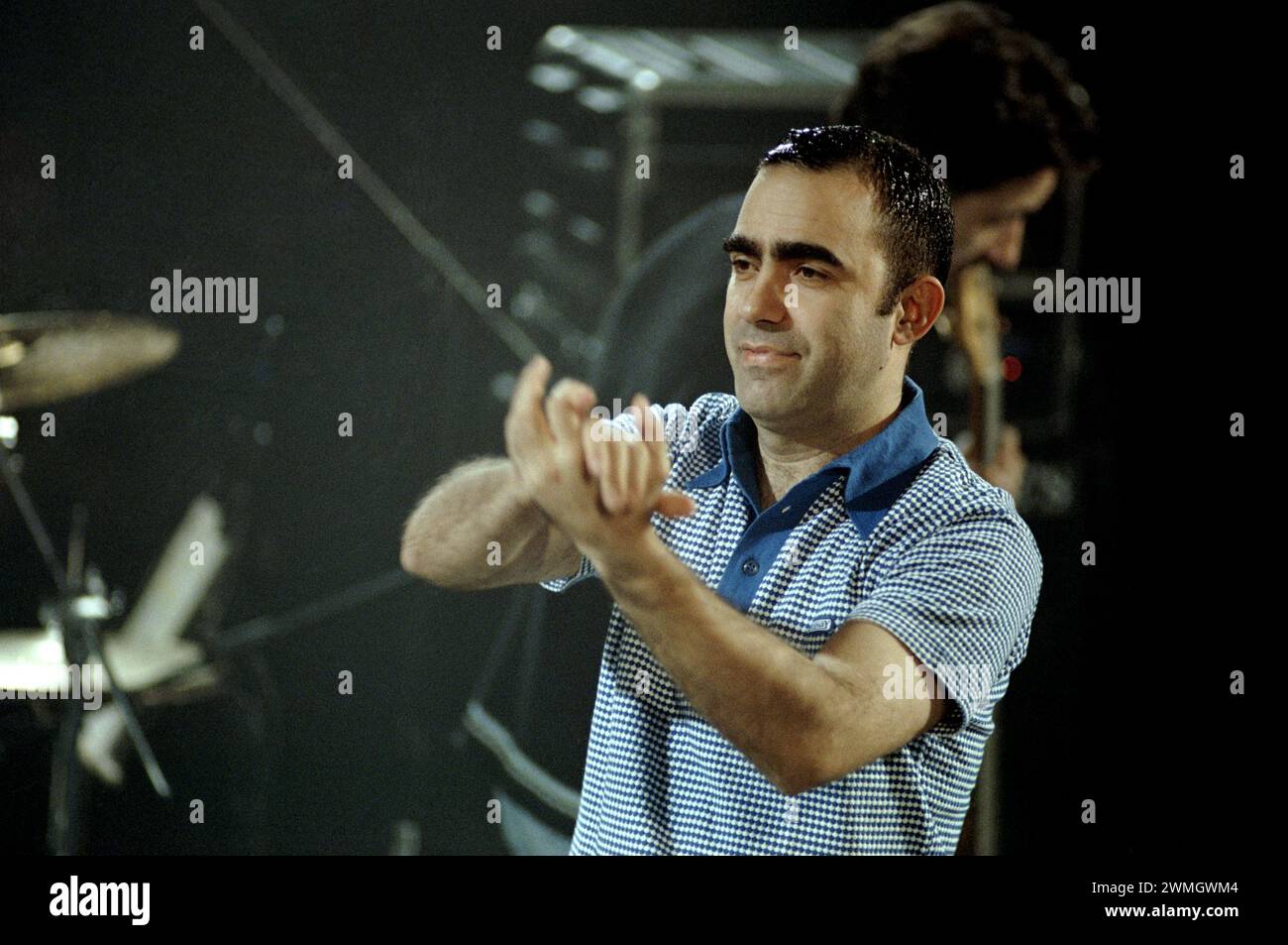 Milan Italy 1997-04-12: Elio, singer of the Elio e le Storie Tese band ...