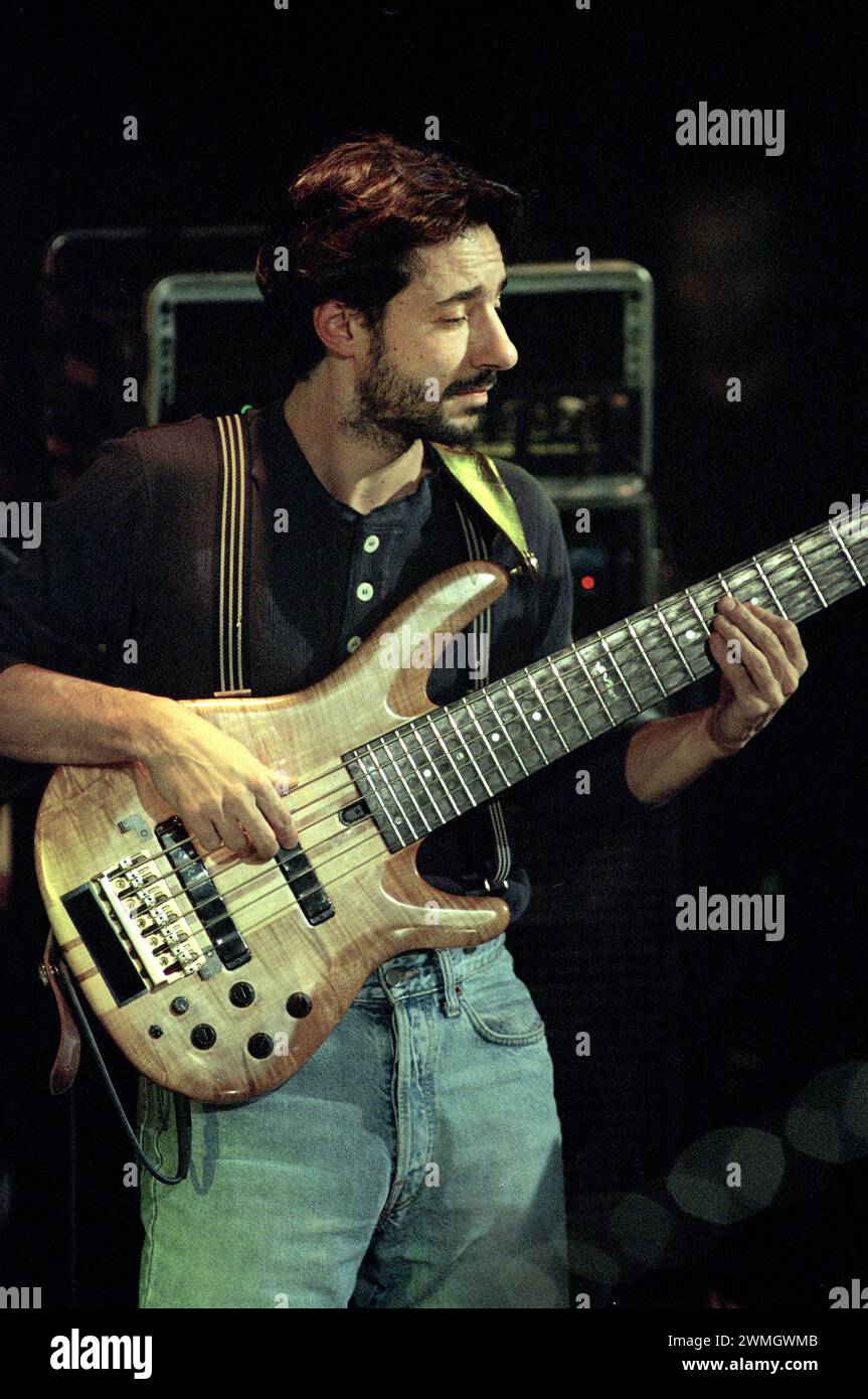 Milan Italy 1997-04-12: Faso, bassist of the Elio e le Storie Tese band ...