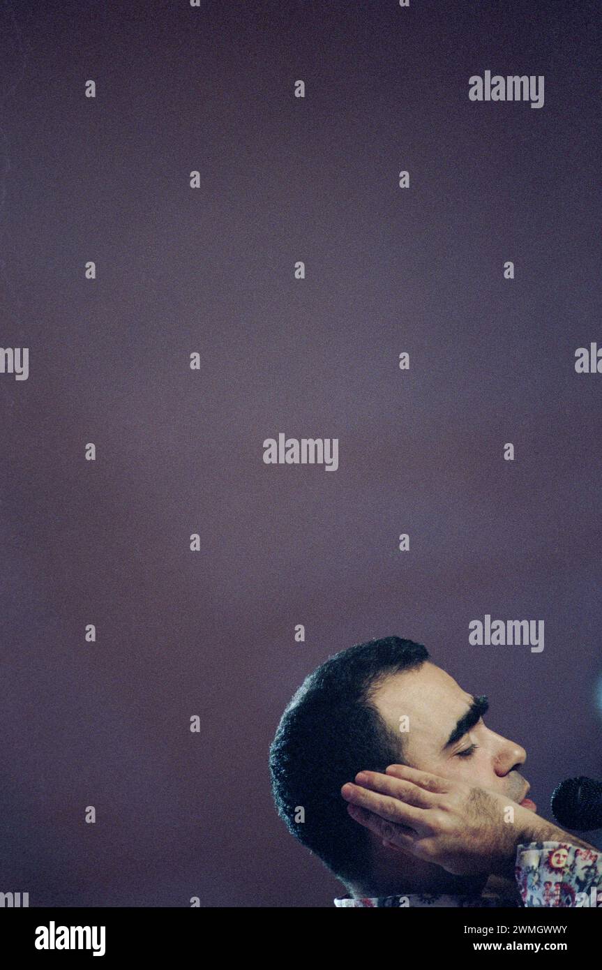 Milan Italy 1997-12-08: Elio, singer of the Elio e le Storie Tese band ...