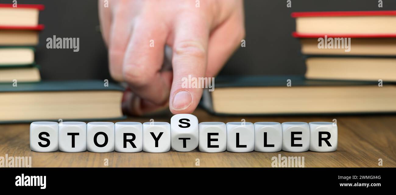 Dice form the expression 'storyteller' and 'storyseller' Stock Photo ...