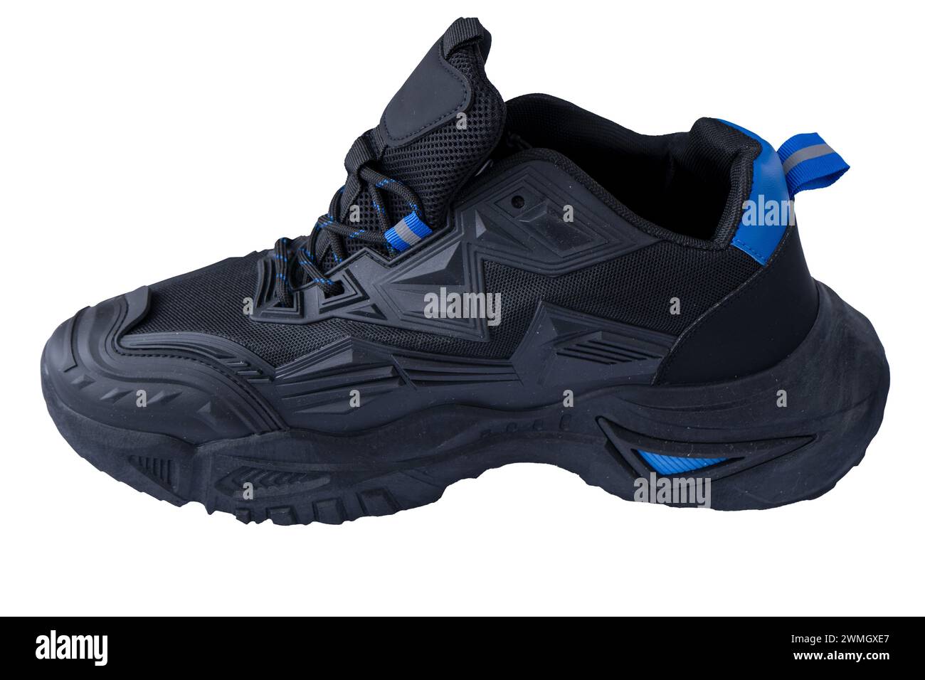 Black sneakers with thick rubber soles. Sports casual shoes. Modern ...