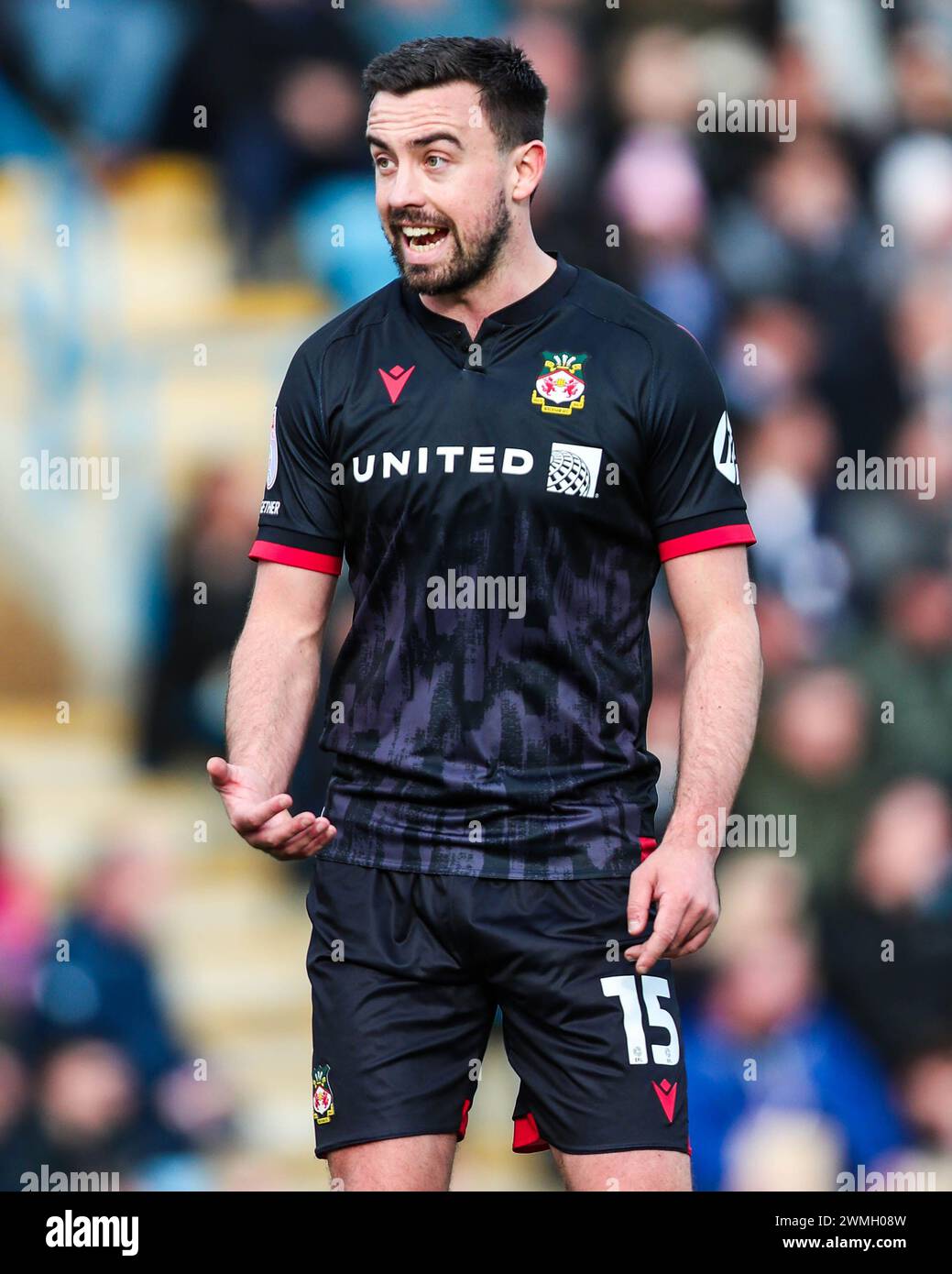 Wrexham's Eoghan O'Connell during the Sky Bet League Two match at Priestfield Stadium ...