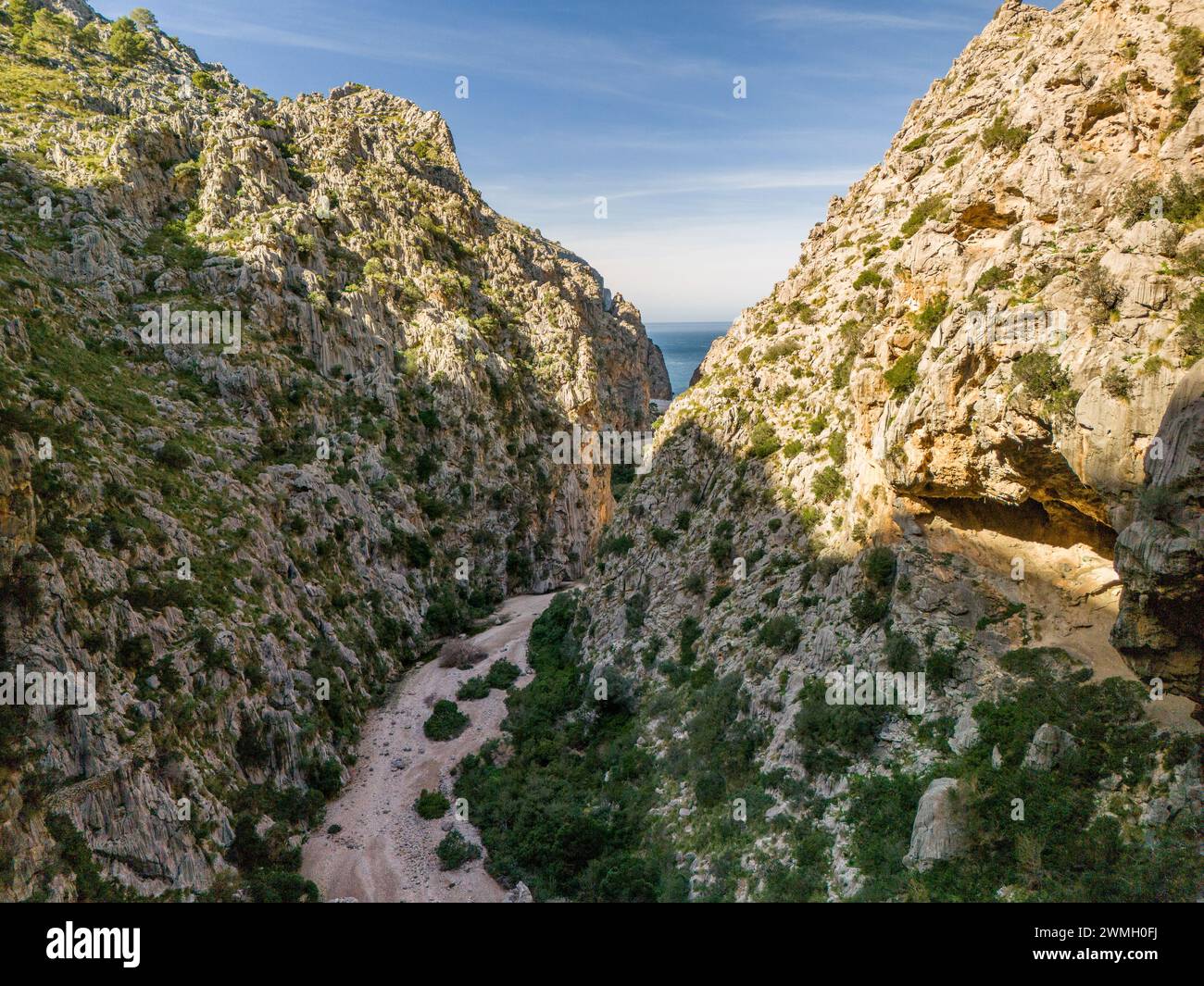 An aerial view of Torrent de Pareis canyon. Mallorca Stock Photo - Alamy