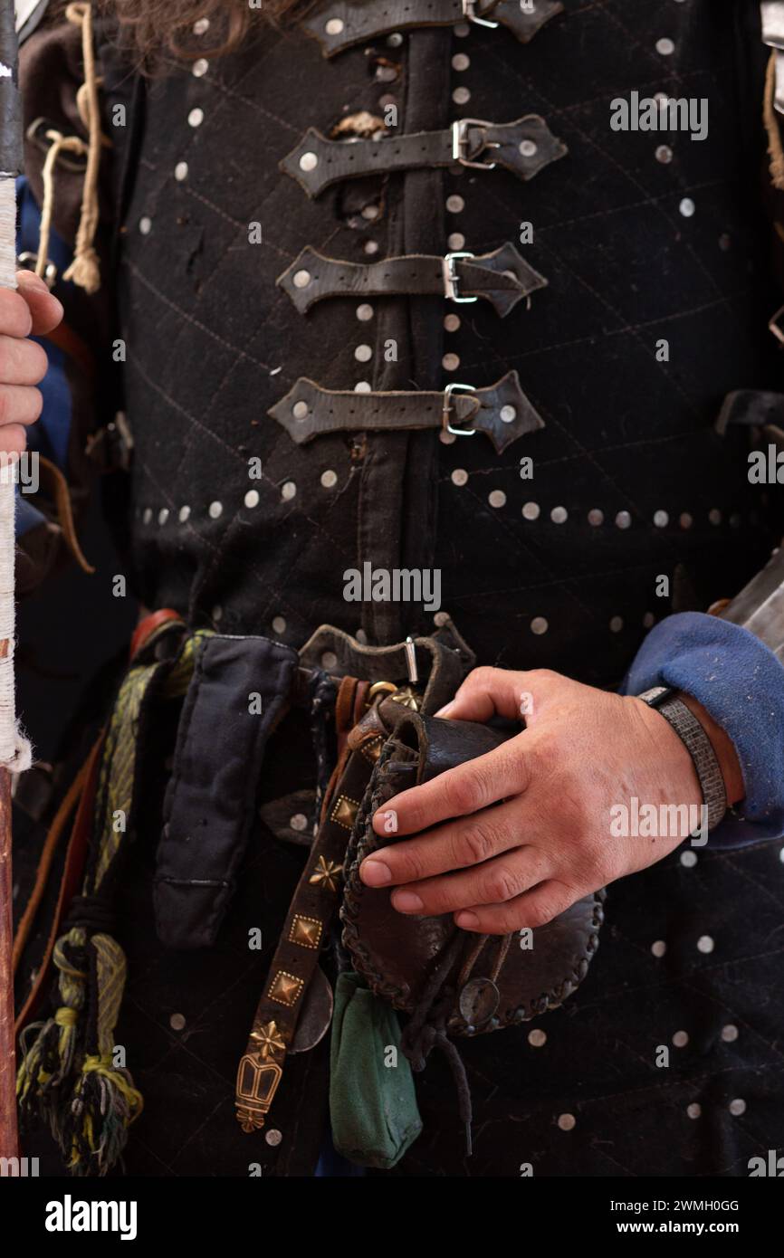 Waist uniform of a medieval knight close-up. Vertical composition Stock ...
