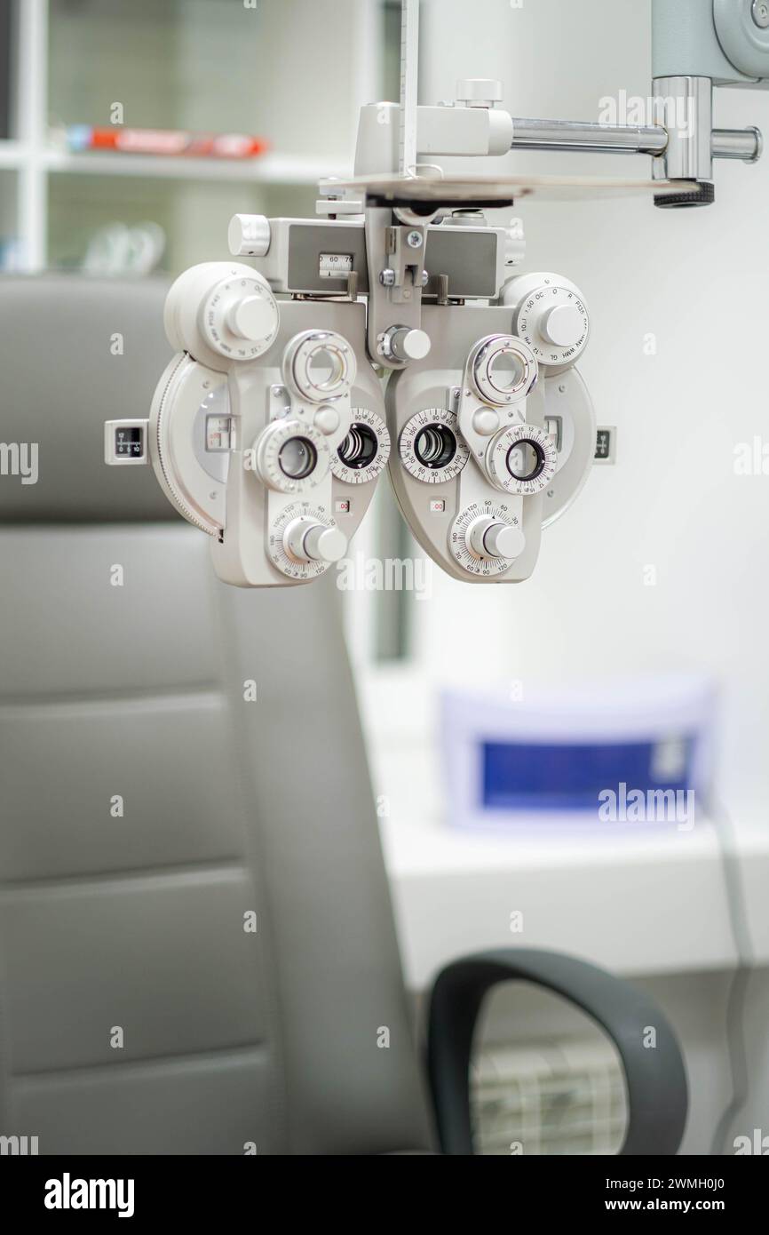 Ophthalmological cabinet with modern equipment in a medical clinic ...
