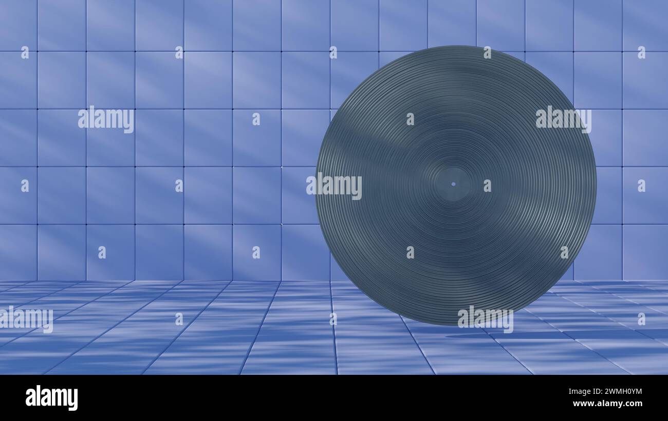 This image presents a vinyl record infused with retro wave aesthetics ...