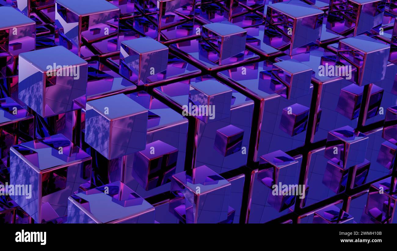 Vivid prismatic shapes morphing in 3D space, creating a visually enchanting and dynamic effect ...