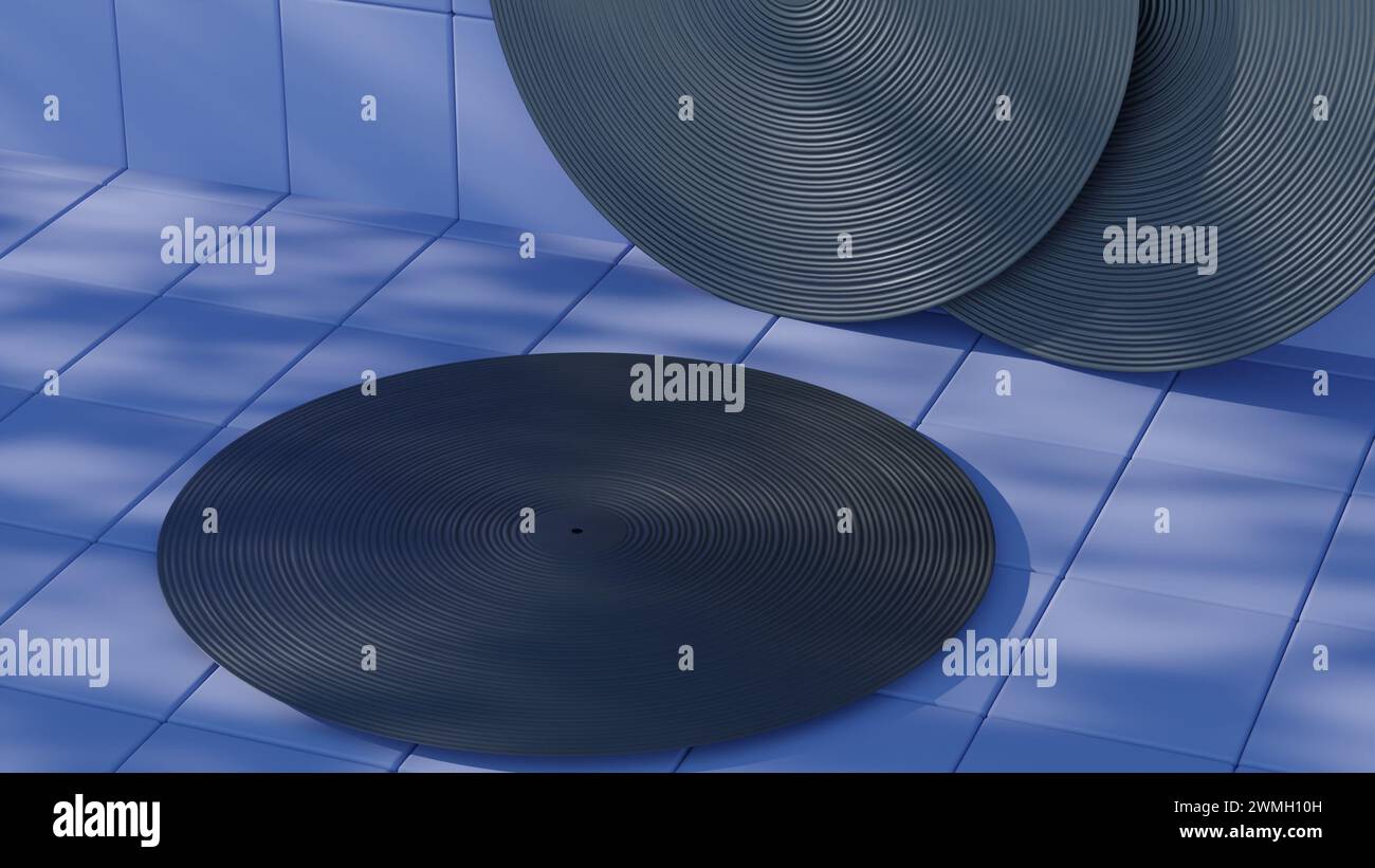 This image presents a vinyl record infused with retro wave aesthetics ...