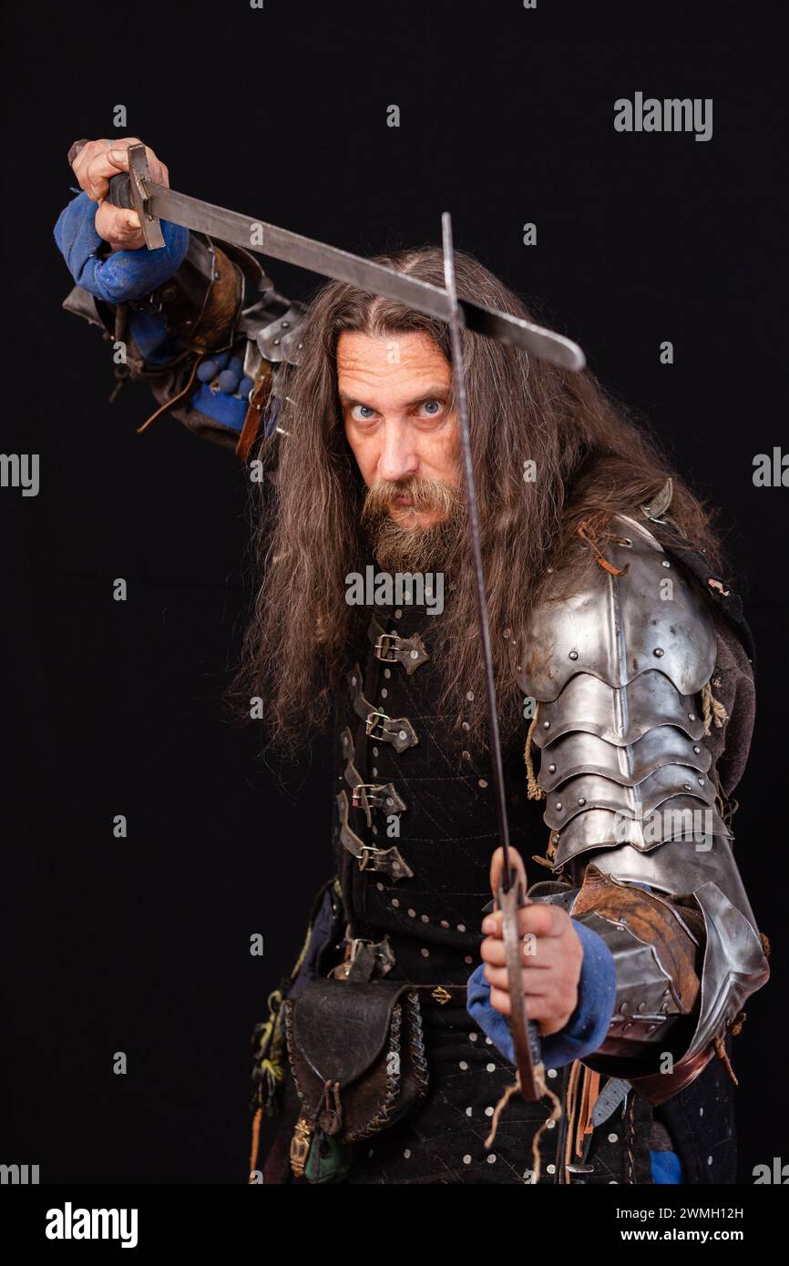 Vertical composition. Portrait of a charismatic man dressed as a ...