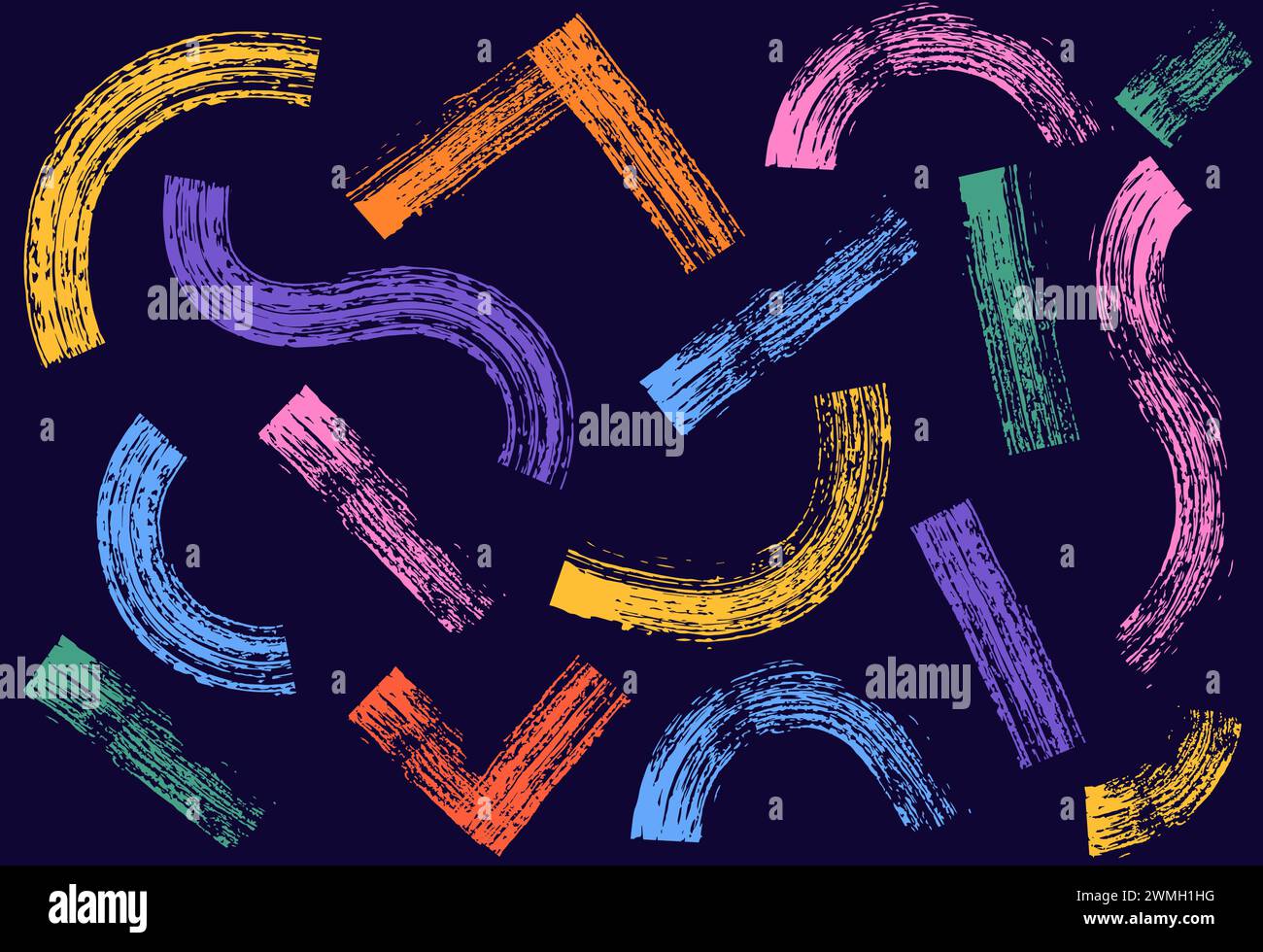 Colored Group of chalk stripes. Hand drawn black charcoal lines, square ...