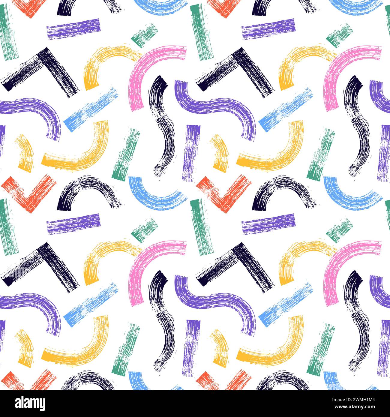 Seamless pattern with Colored chalk stripes. Hand drawn charcoal lines ...