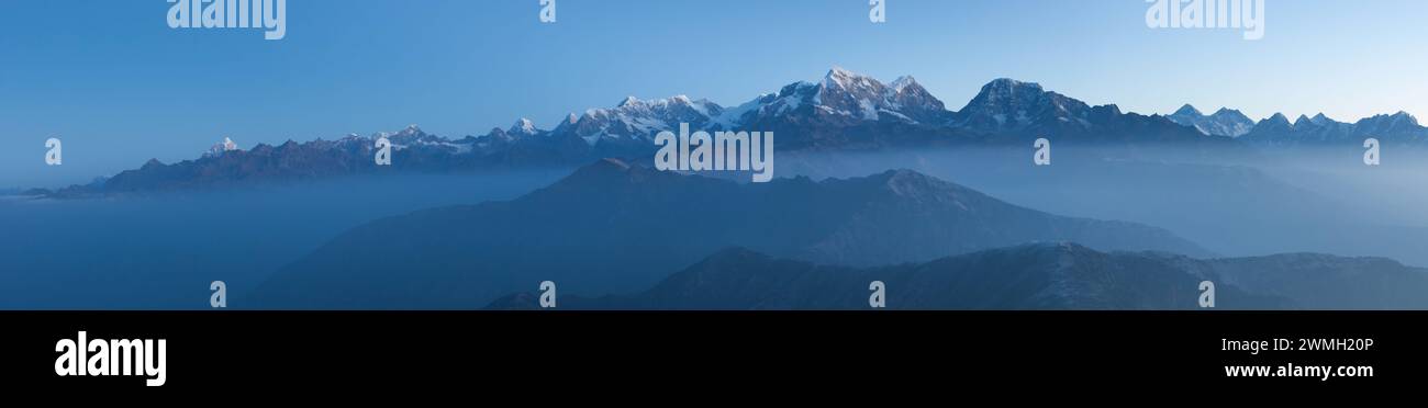 Great Himalayan Mountain range including Mount Everest panorama ...