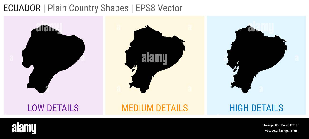 Ecuador - plain country shape. Low, medium, and high detailed maps of ...