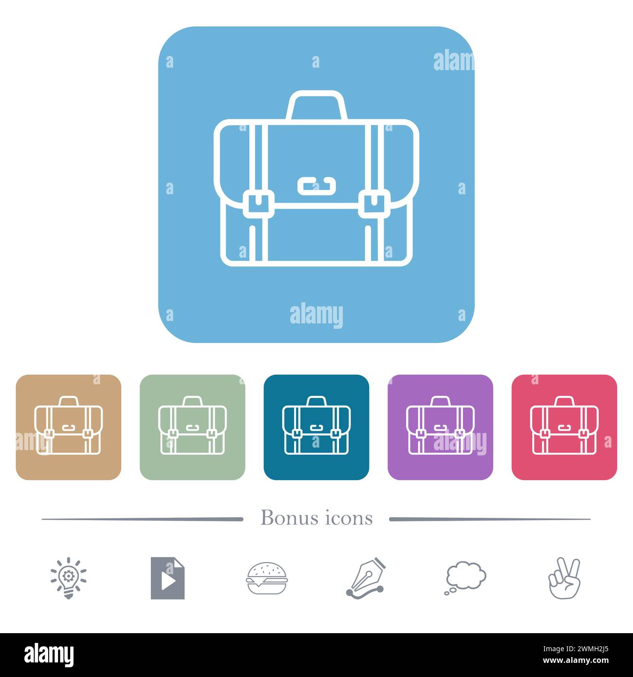 Briefcase outline white flat icons on color rounded square backgrounds ...