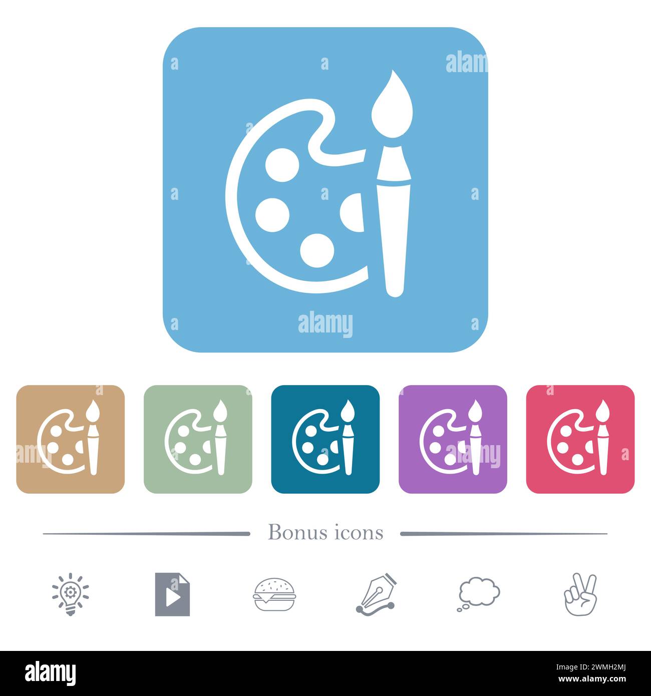 Paint kit alternate white flat icons on color rounded square ...