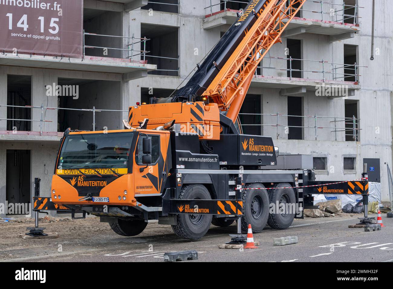 Nancy, France - Orange and black mobile crane Liebherr LTM 1060-3.1 on ...